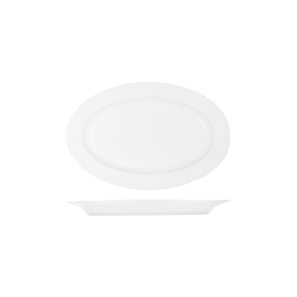Tablekraft Core White Oval Wide Rim Platter 355x240mm | Tomkin Australia