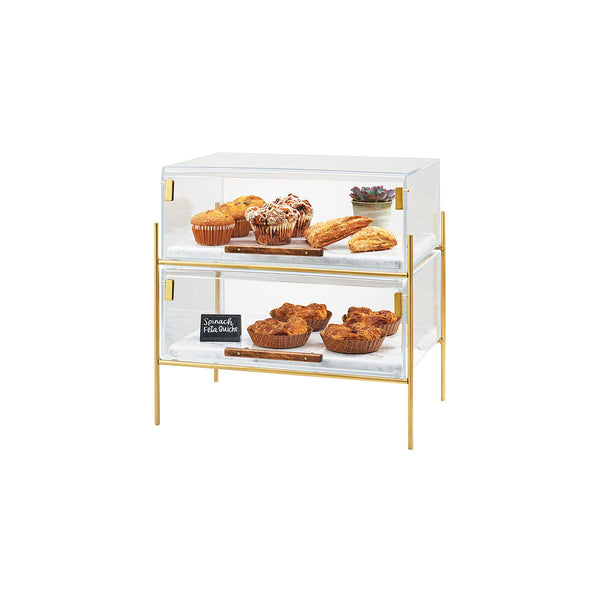 Cal-Mil Mid-Century Brass Pastry Display with Marble Melamine Tray ...
