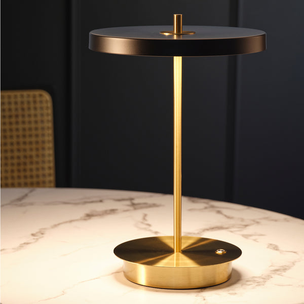 Ambience Camilla Cordless LED Table Lamp Brass/Black | Tomkin Australia