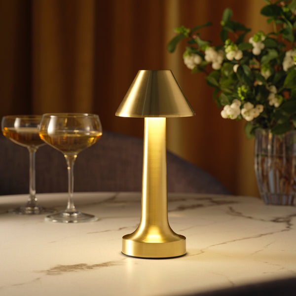 Ambience Helena Cordless LED Table Lamp Brushed Brass | Tomkin Australia