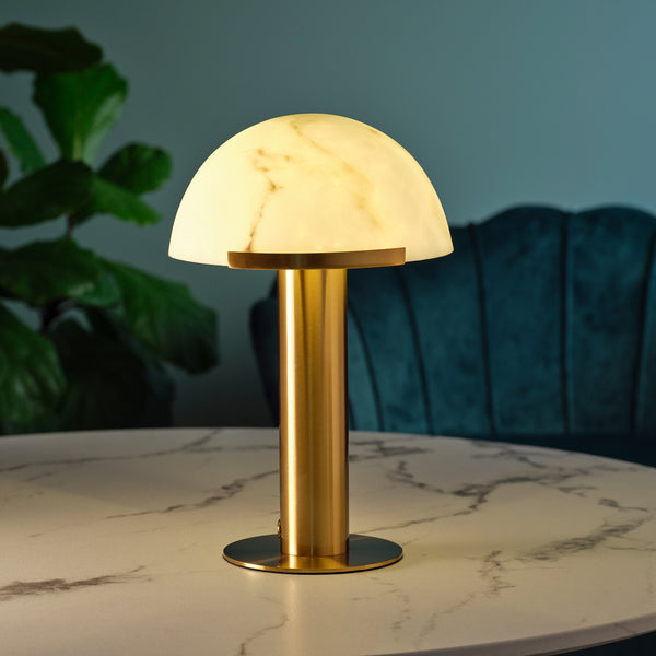 Ambience Phoebe Cordless LED Table Lamp Brass with Alabaster Shade ...