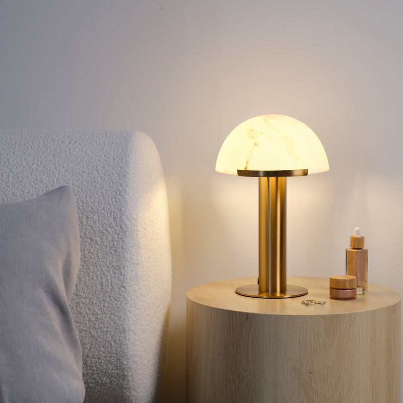 Ambience Phoebe Cordless LED Table Lamp Brass with Alabaster Shade ...